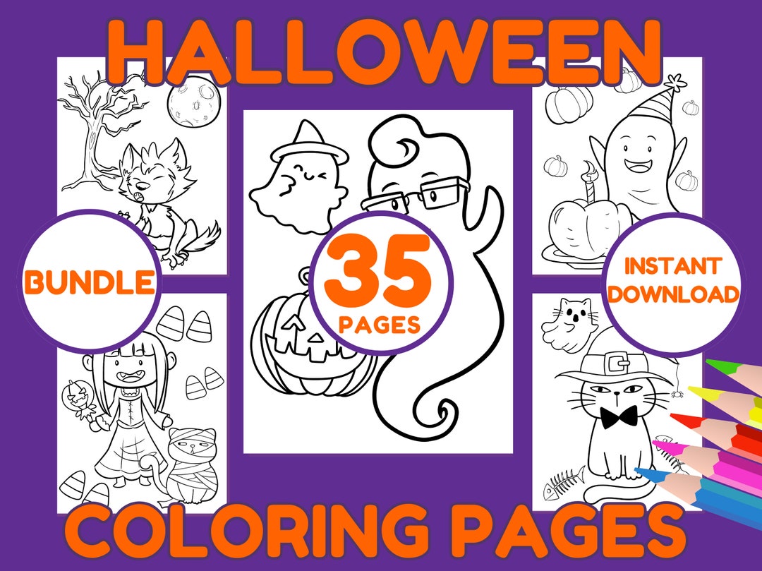 Páginas para colorear de truco o trato de Halloween Actividad - Etsy México