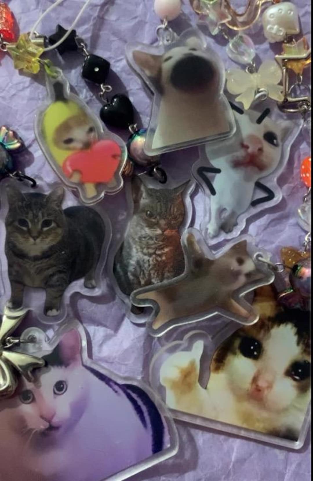 Kawaii Handmade Meme Cat Keychains and Phone Charms - Etsy UK