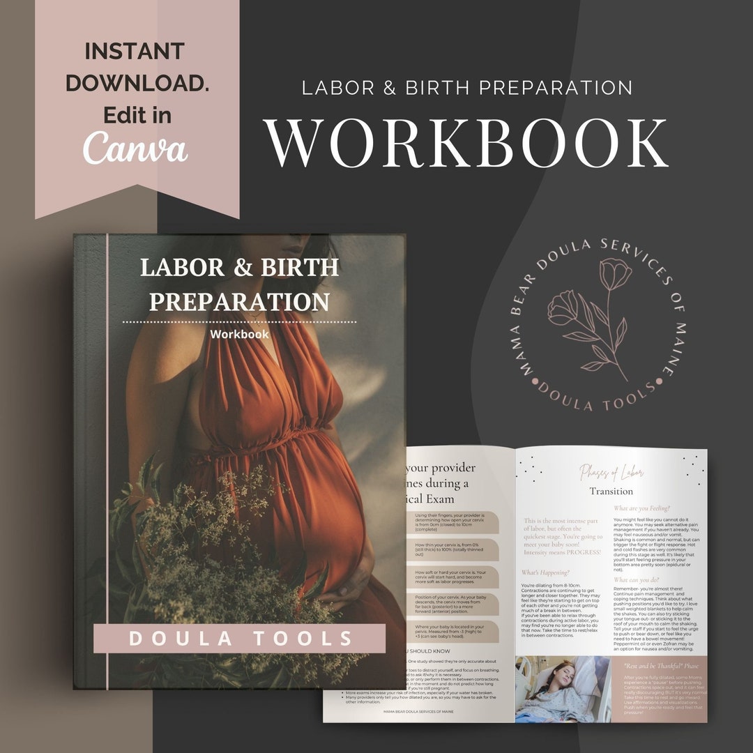 Birth Doula Labor and Birth Preparation Guide Handout and Canva ...