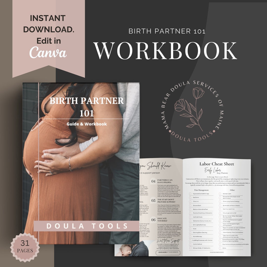 Birth Doula Partner Support Labor and Birth Guide and Workbook Handout ...