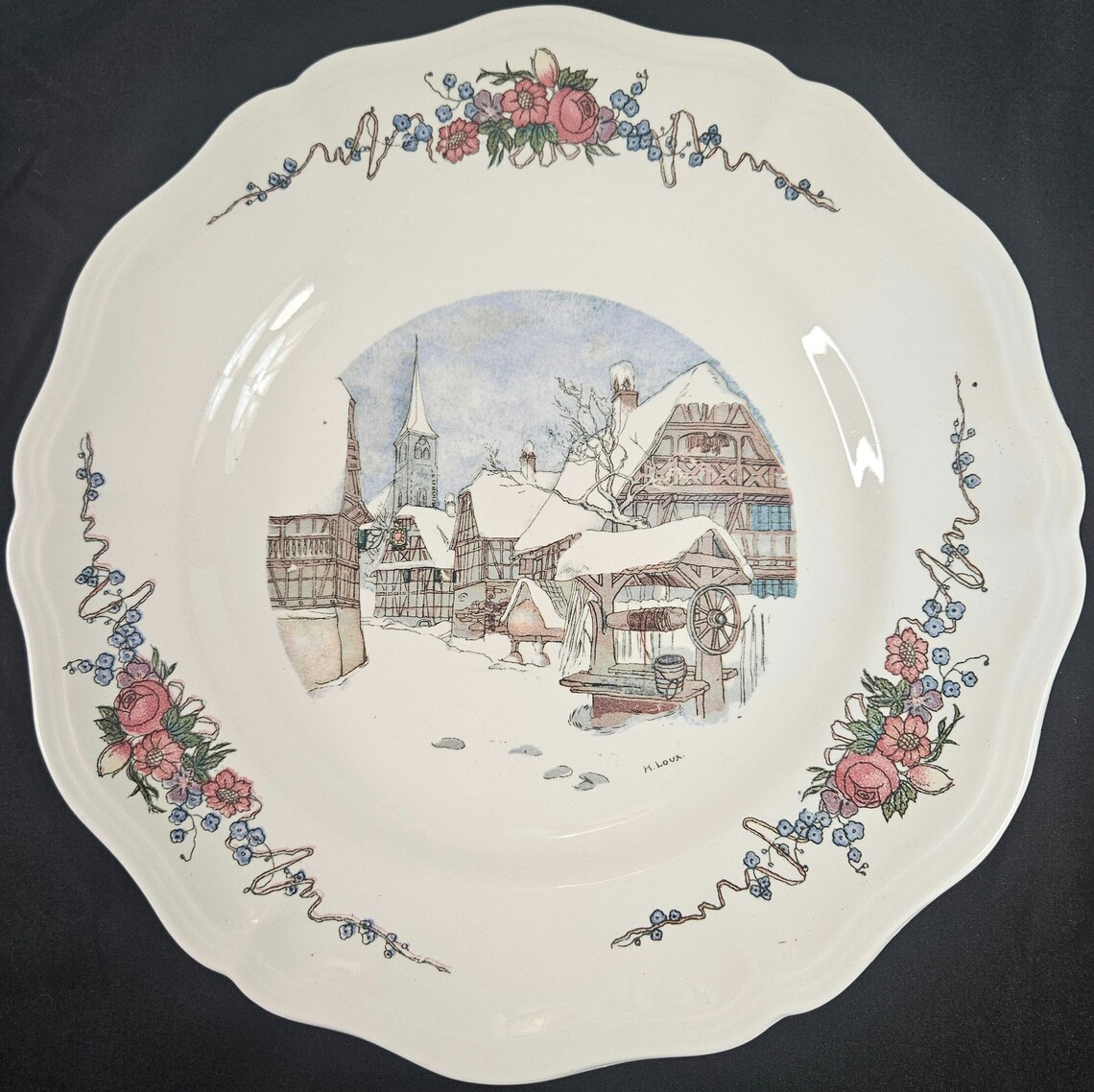 Vintage French Sarreguemines Faienceries Obernai alsacian Village Under ...