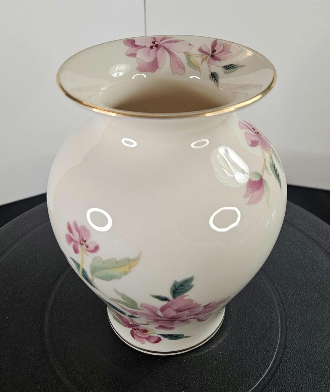 Vintage Lenox Barrington Collection Flared Vase 5 1/2" Gold Trim & Pink ...