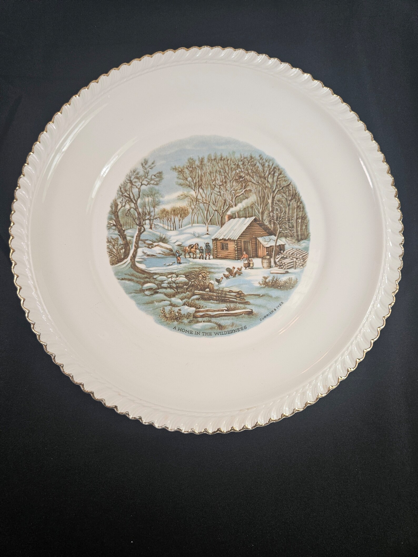 Currier and Ives "a Home in the Wilderness" 10 1/4" Vintage Collectible ...