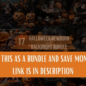 Halloween Newborn Backdrop, Spooky Pumpkins, Baby Photoshoot (digital ...