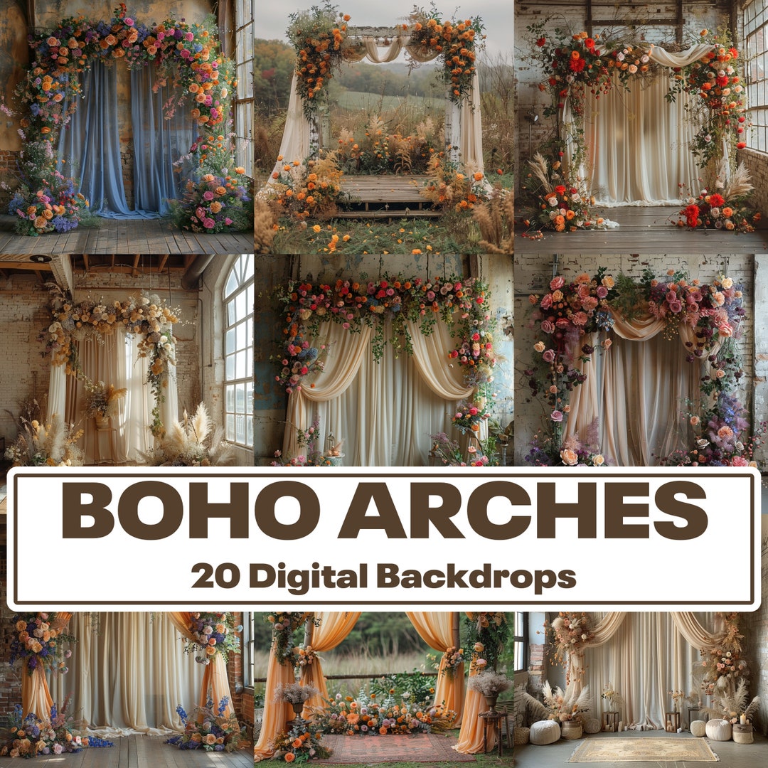 20 BOHO ARCHES, Digital Backdrops Bundle, Photoshop Overlay, Maternity ...
