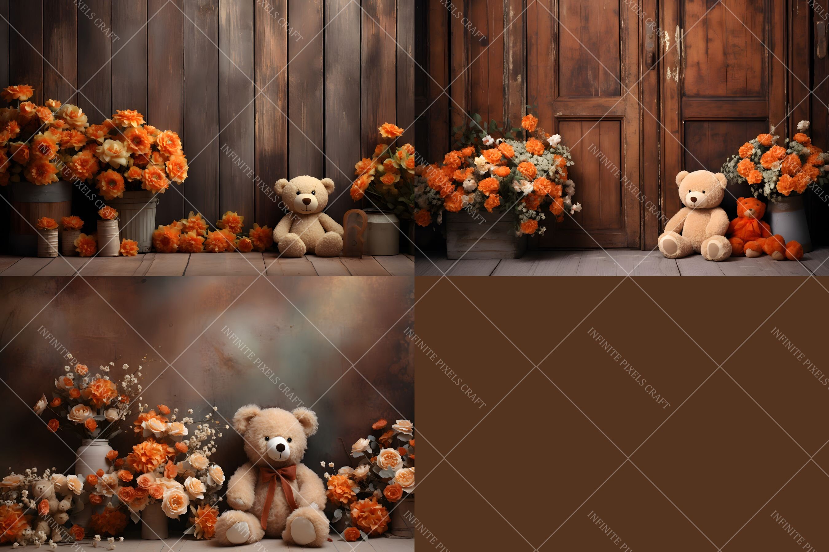 AUTUMN TEDDY BEAR Newborn Digital Backdrops 12 Fall Kids - Etsy