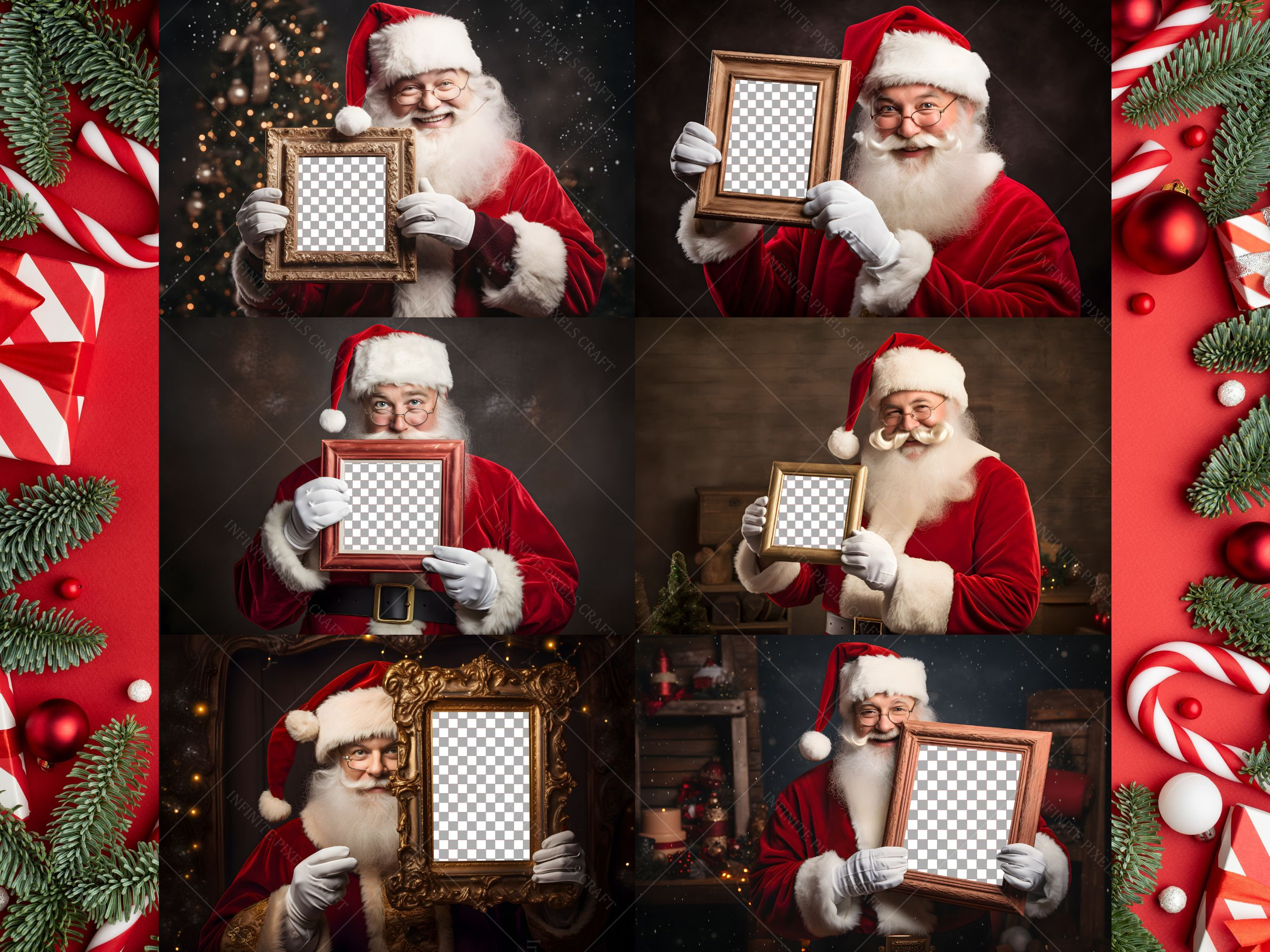 SANTA CLAUS With A Photo Frame Digital Backdrops, 23 Christmas ...