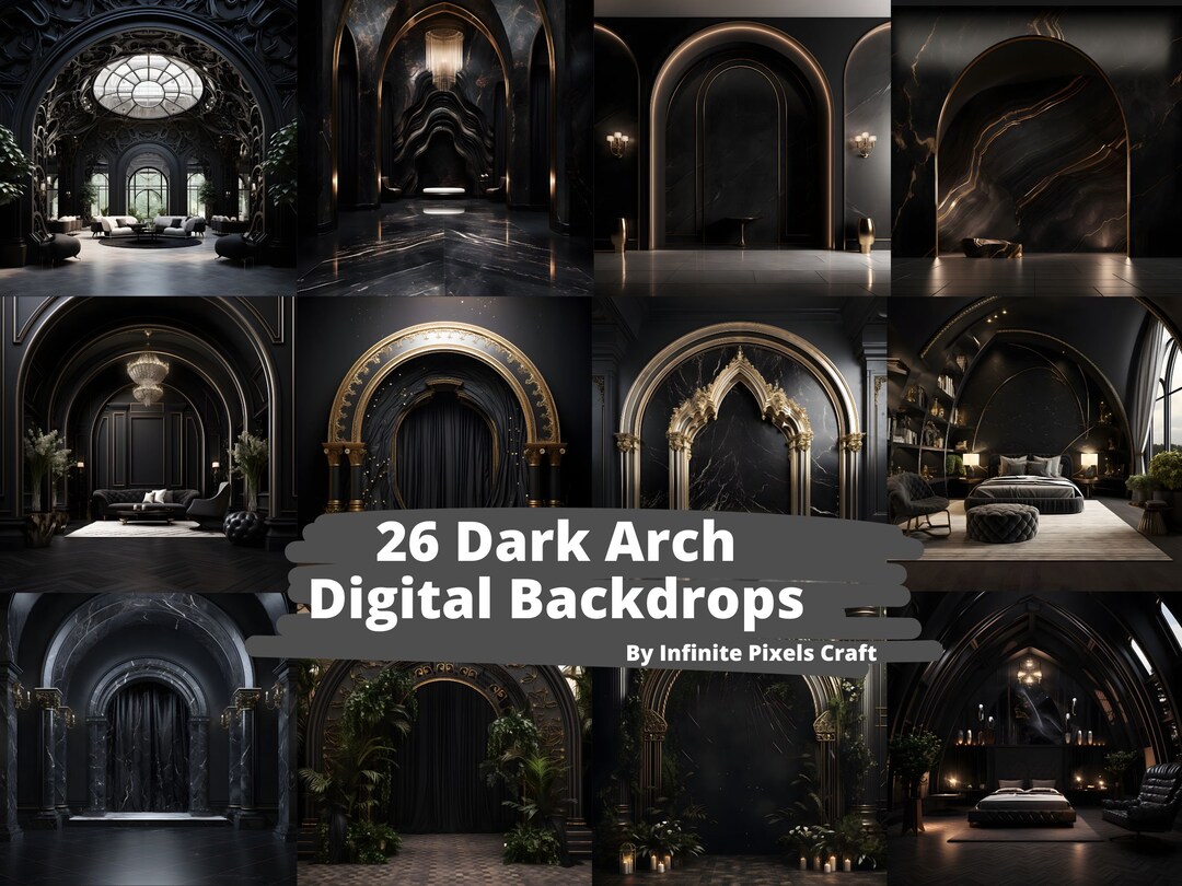 26 DARK LUXURY ARCH Digital Backdrops, Materity Background, Wedding ...