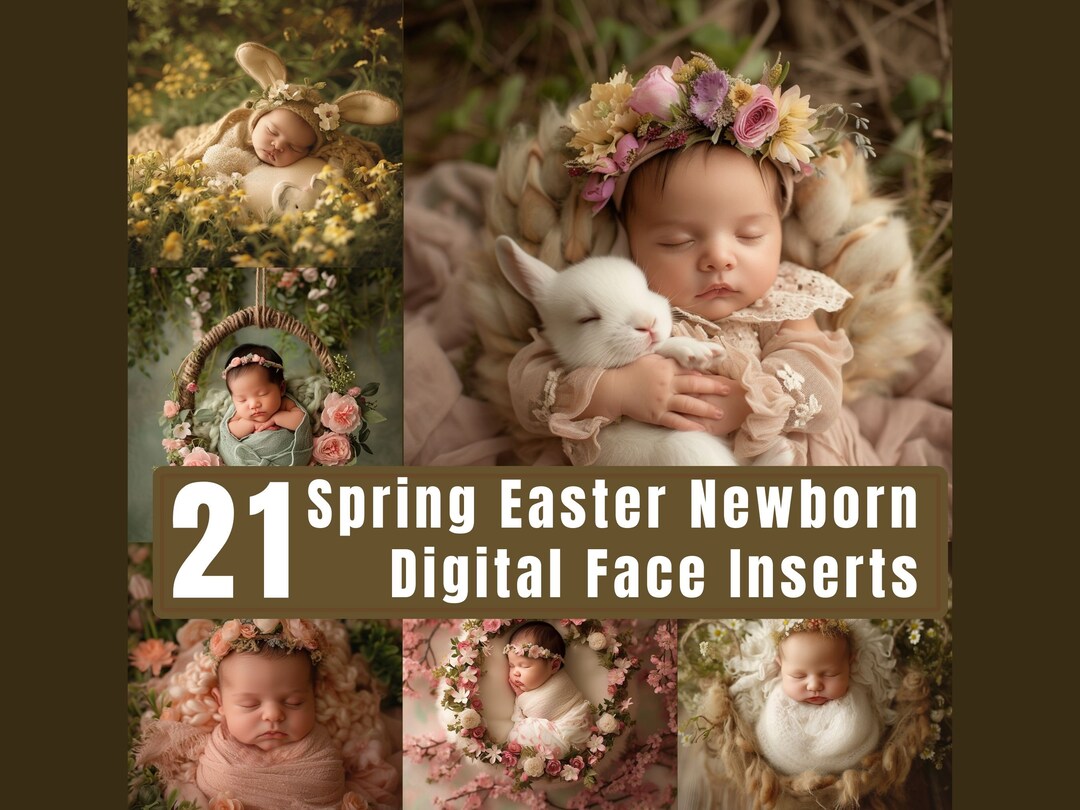 Spring Easter Newborn Photography, 21 Digital Backdrops (PNG Download ...