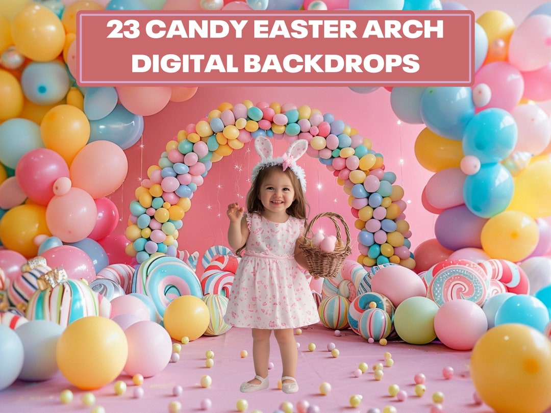 23 CANDY EASTER ARCH Backdrops, Spring Bundle, Kids Photography ...