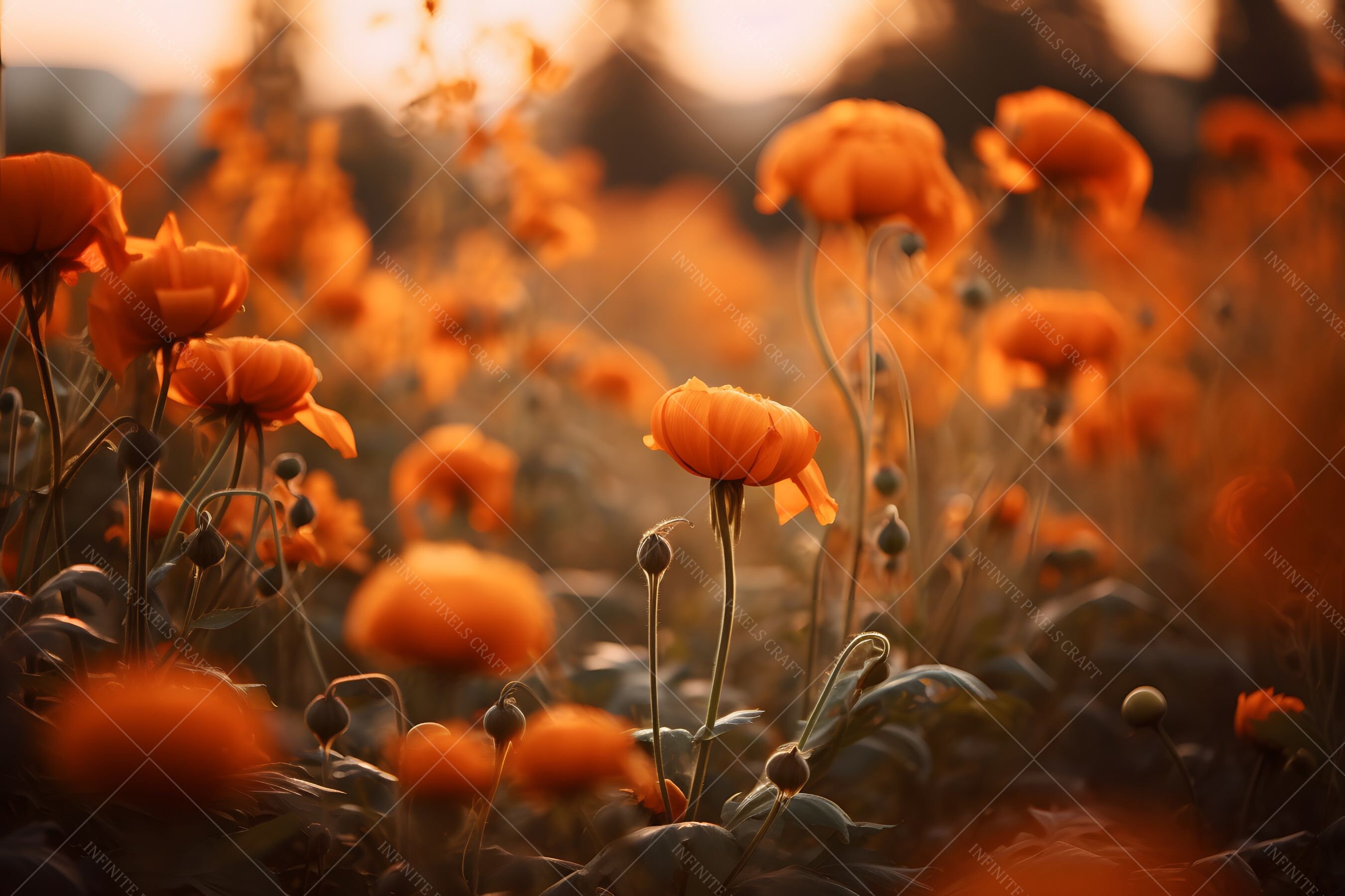 ORANGE FALL FLOWERS Digital Backdrop Autumn Kids Photography - Etsy