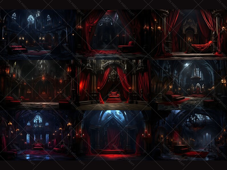 Vampire Lair Digital Backdrops, Dark Halloween Themes (20 PNG Files) - Etsy