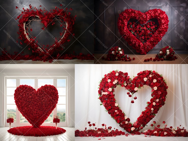 20 FLORAL HEART FRAME Digital Backdrops, Maternity Digital Background ...