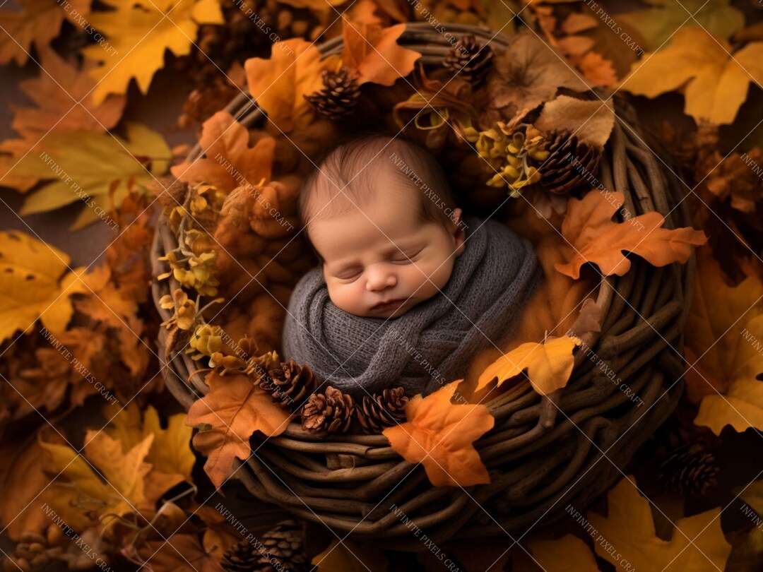 FALL NEWBORN Digital Backdrop, Autumn Photography Background, Fall ...