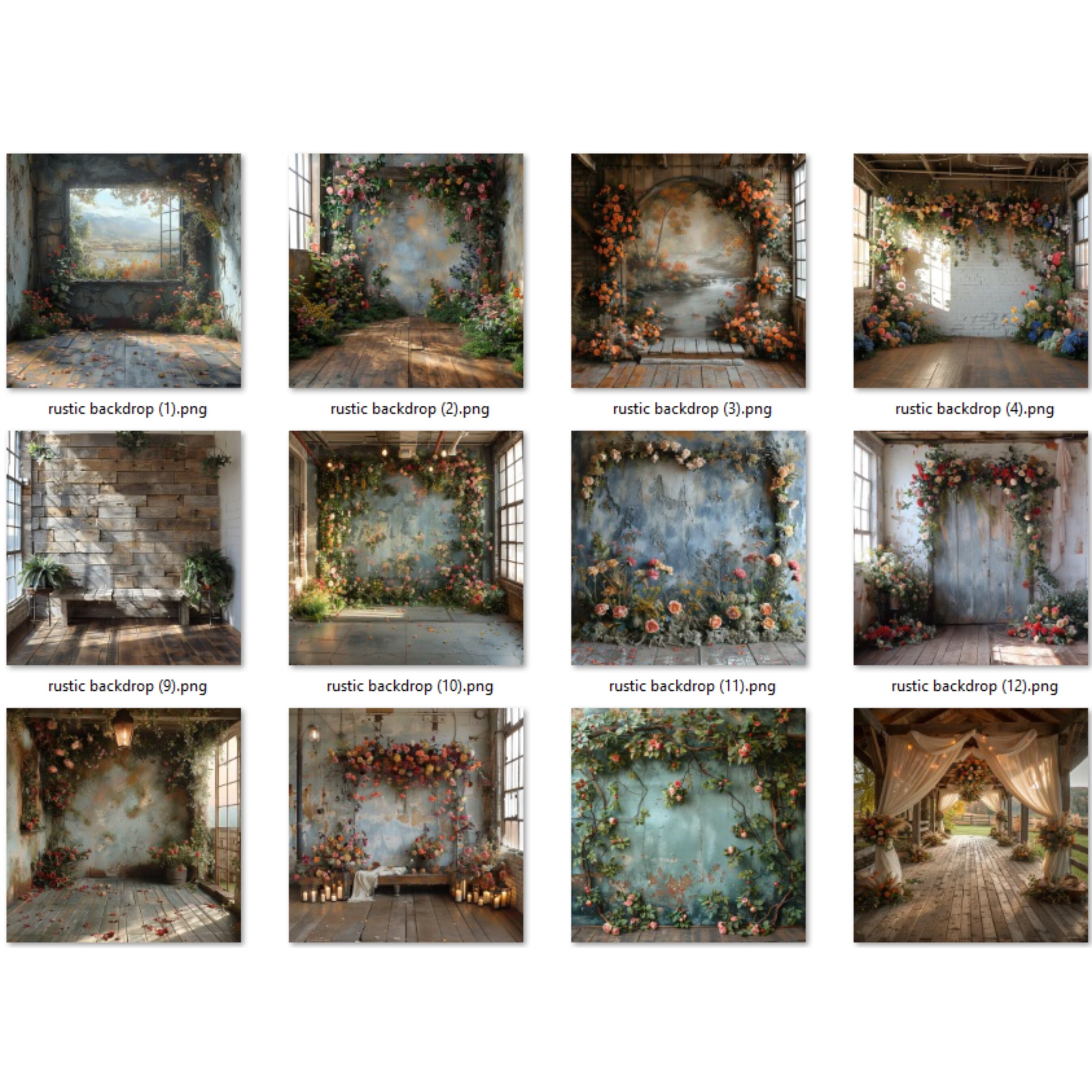 22 RUSTIC SETUP, Digital Backdrops Bundle, Photoshop Overlay, Maternity ...