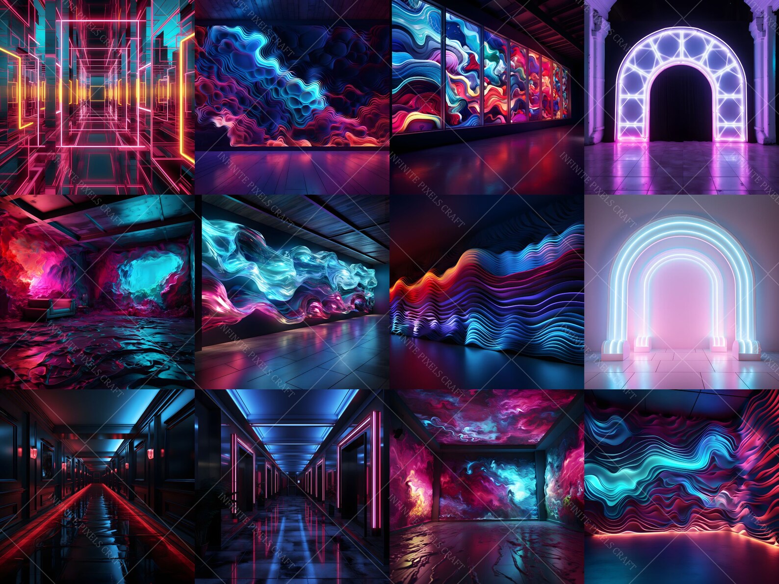 53 NEON LIGHTS Digital Backdrops, Cyberpunk Theme Backgrounds ...