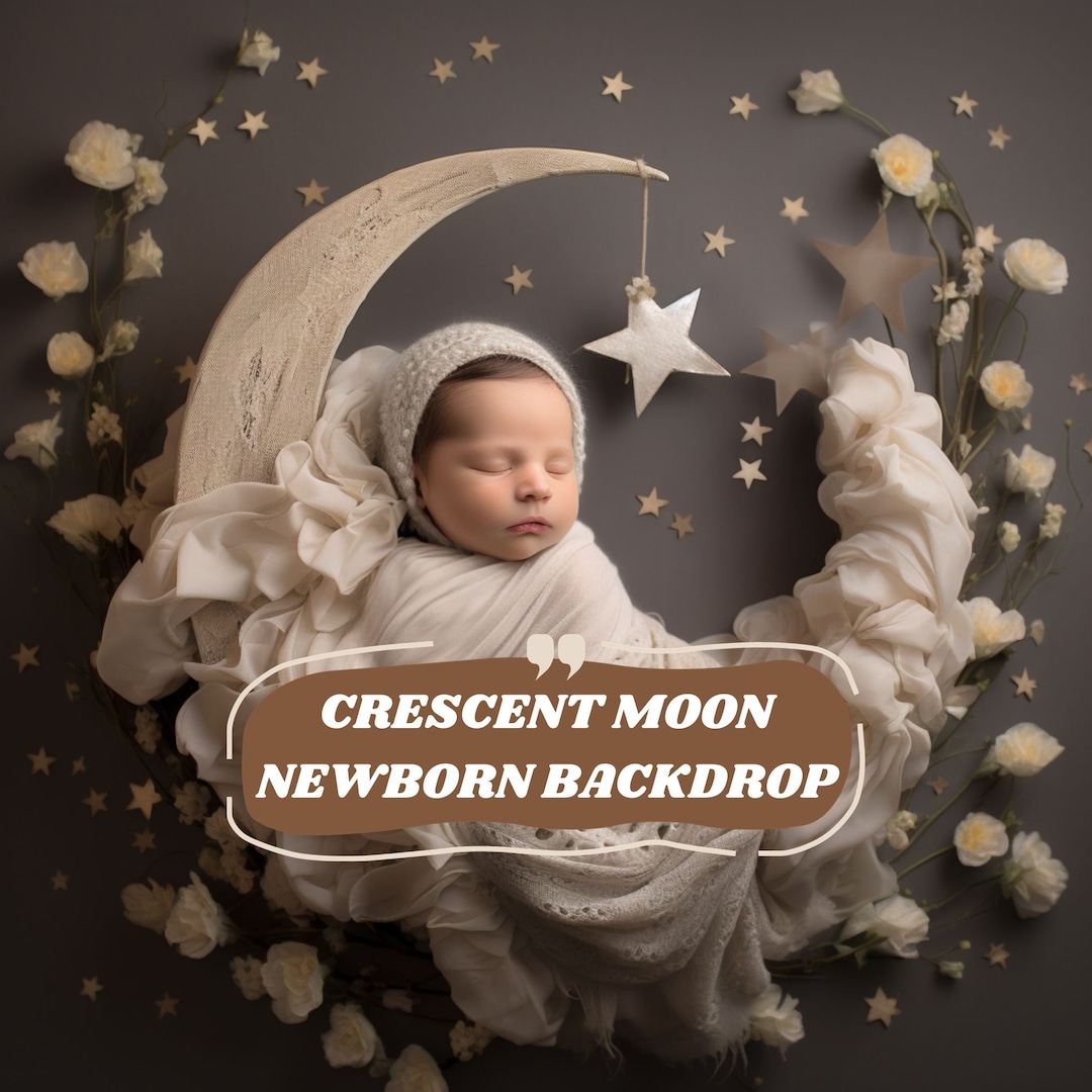 BEIGE MOON Newborn Digital Backdrop, Face Insert Baby Shower Overlay ...