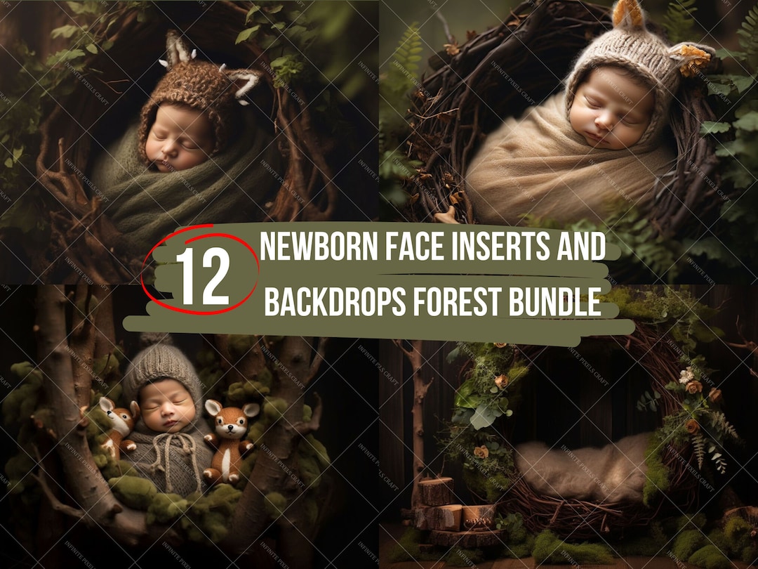 Forest Floral Newborn Photography Backdrops, Woodland Baby Photoshoot ...