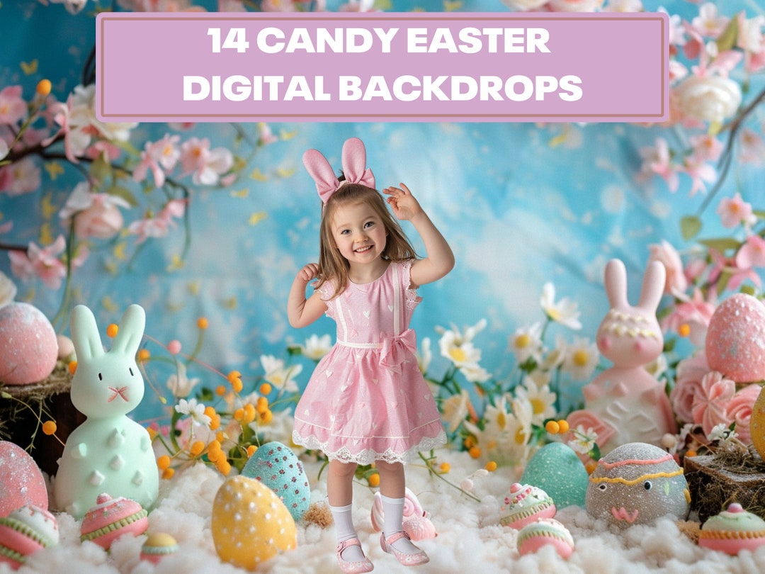 14 CANDY EASTER BACKDROPS, Spring Bundle, Kids Photography, Photoshop ...
