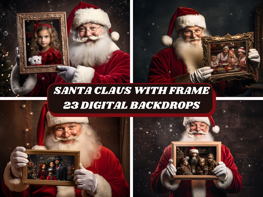 SANTA CLAUS With A Photo Frame Digital Backdrops, 23 Christmas ...