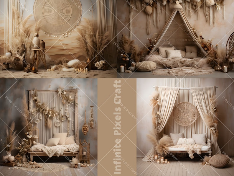 BEIGE BOHO BACKDROPS, 31 Bohemian Maternity Backgrounds, Wedding ...