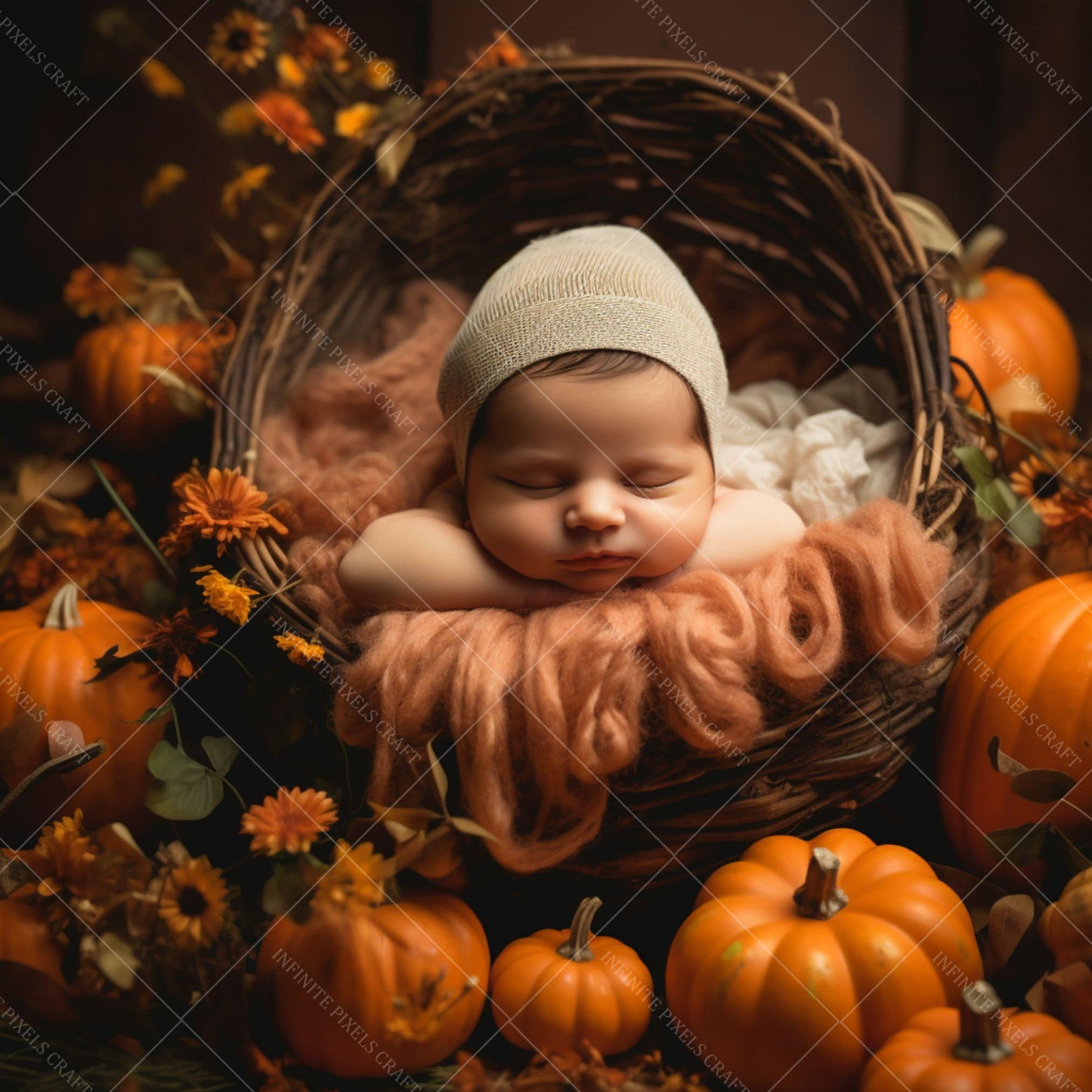 AUTUMN NEWBORN Digital Backdrop Fall Pumpkin Background - Etsy