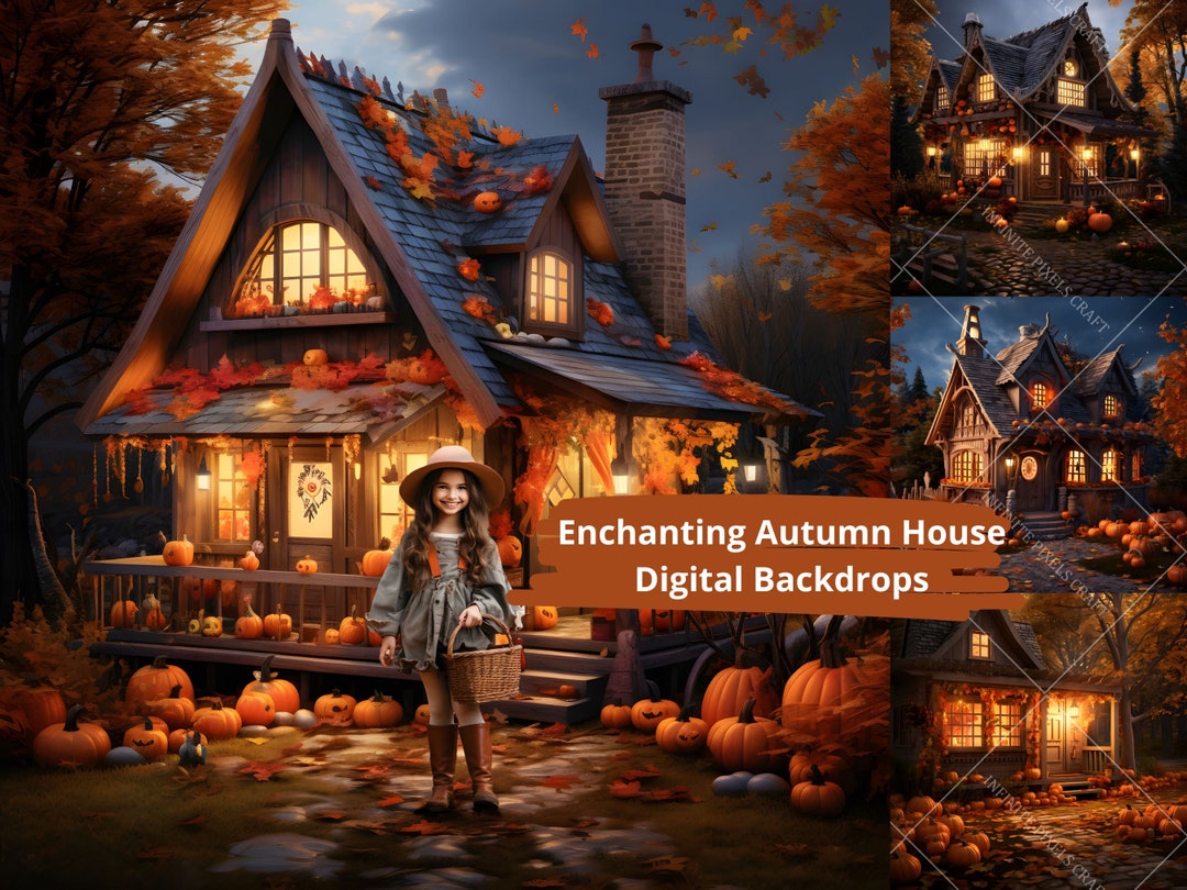 ENCHANTING FALL HOUSE Digital Backdrops, Kids Autumn Photography ...