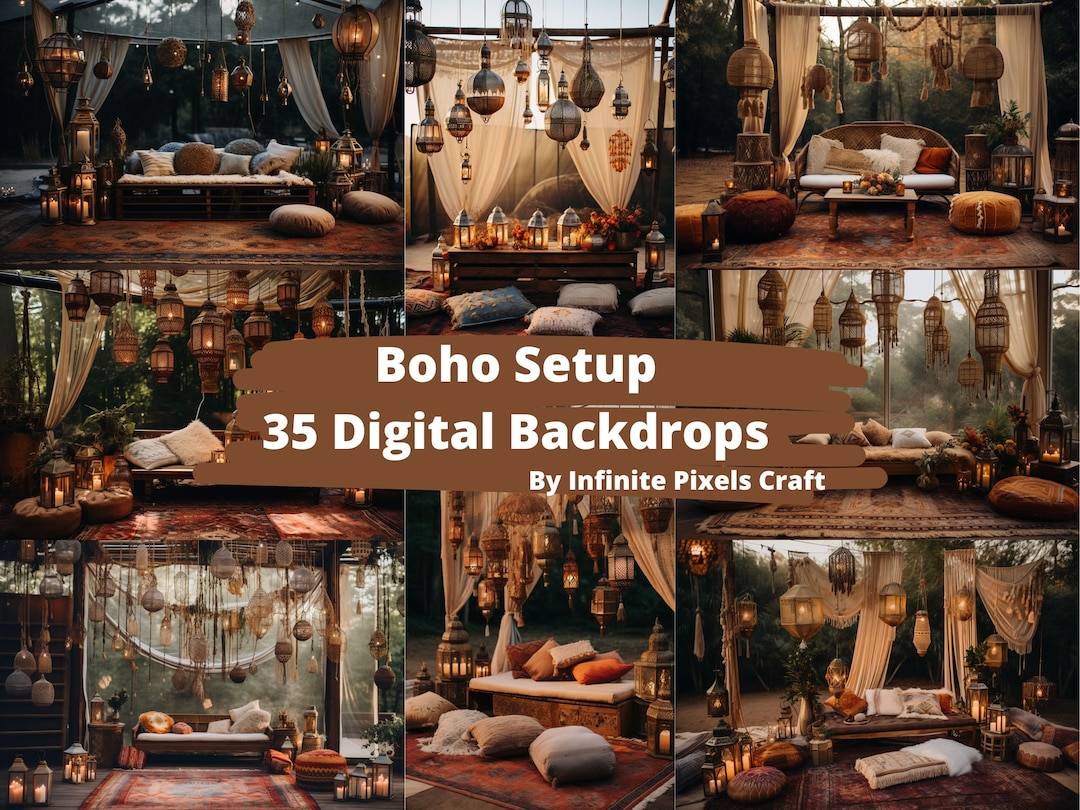 35 Boho Setup Digital Backdrops, Maternity Background, Photoshoot ...