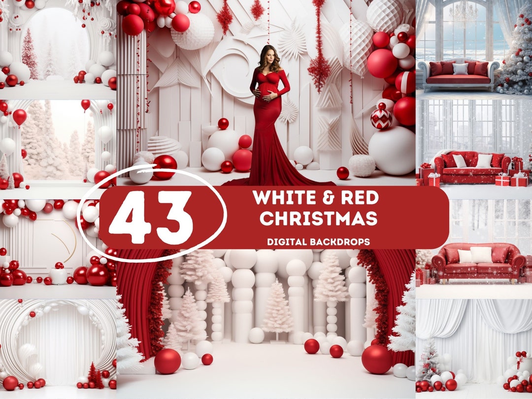 Christmas Photography Backdrops, White and Red, Family Photoshoot ...