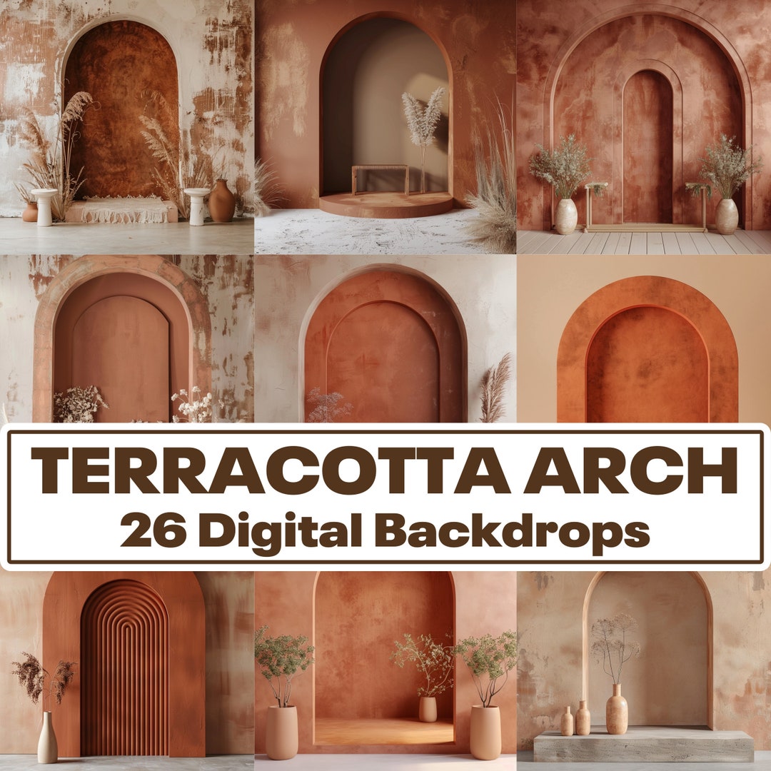 26 TERRACOTTA ARCHES, Digital Backdrops Bundle, Photoshop Overlay ...