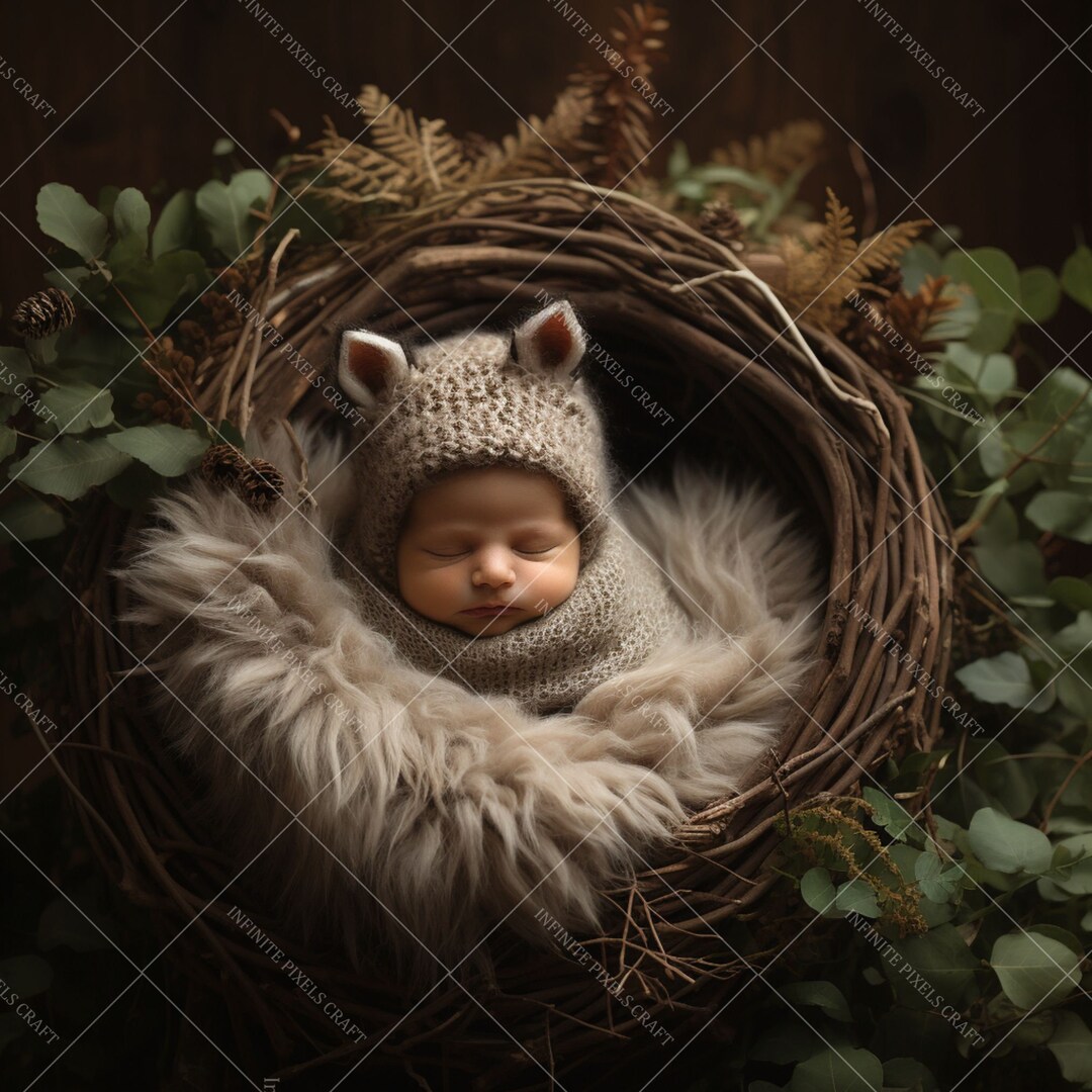 NEWBORN DIGITAL BACKDROP, Face Insert Baby Photoshoot Overlay ...