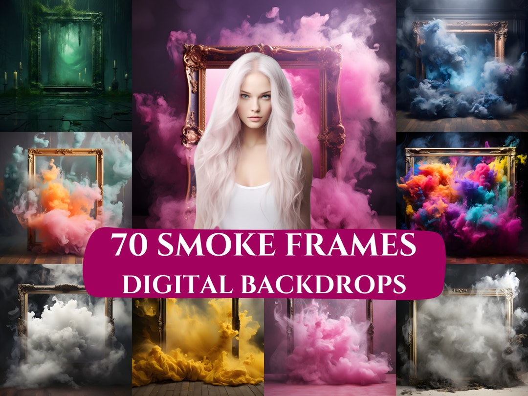 70 DIGITAL BACKDROPS, Smoke Frame Backgrounds, Photoshop Overlay ...