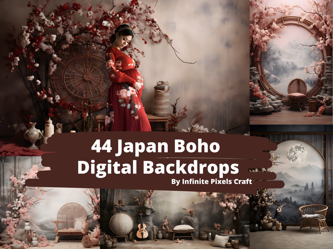 JAPAN THEME BACKDROPS, Digital Backgrounds Bundle, 44 Asian Themed ...