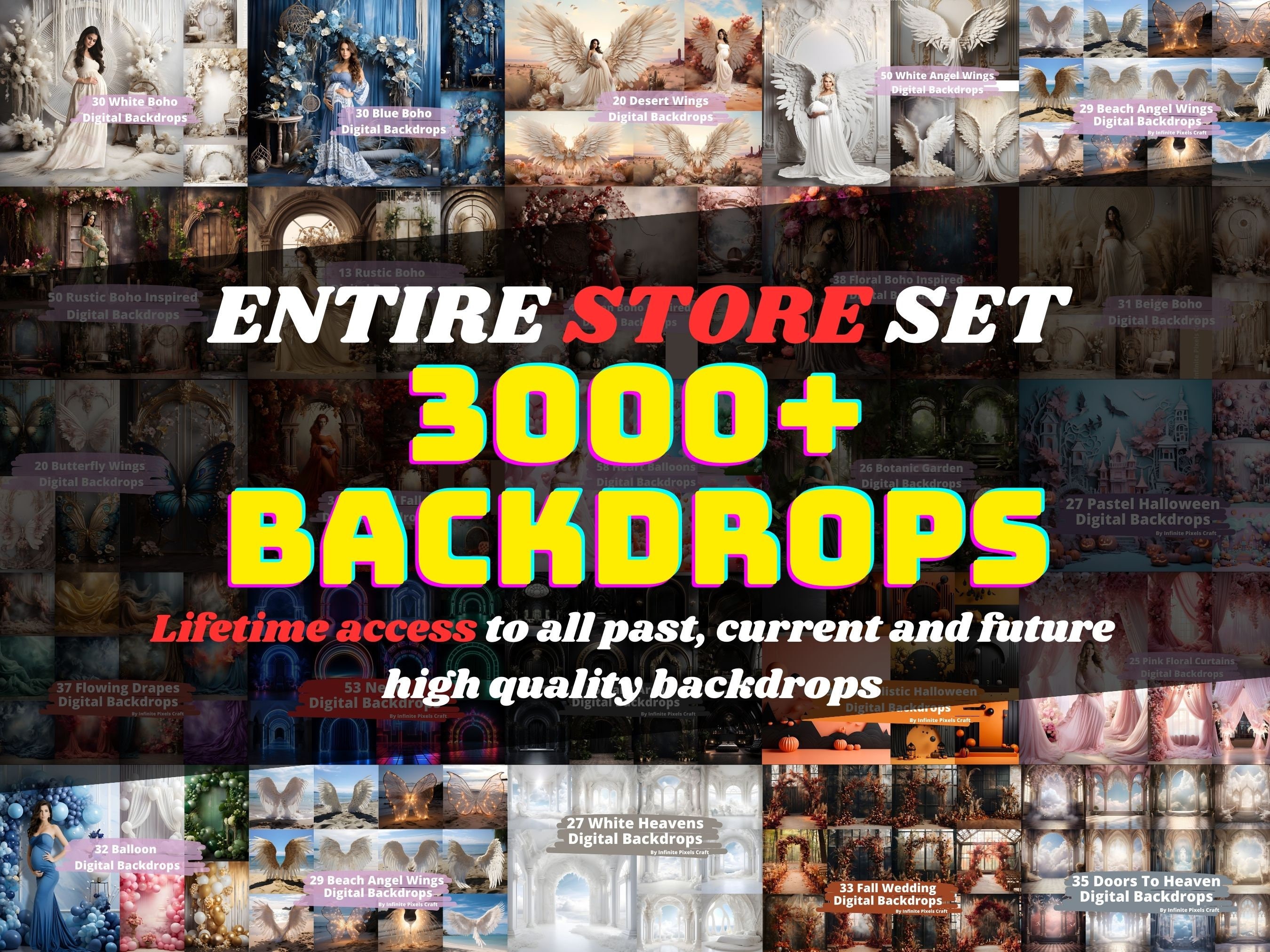 ENTIRE SHOP BUNDLE, Digital Backdrops Mega Set, 3000 Digital ...