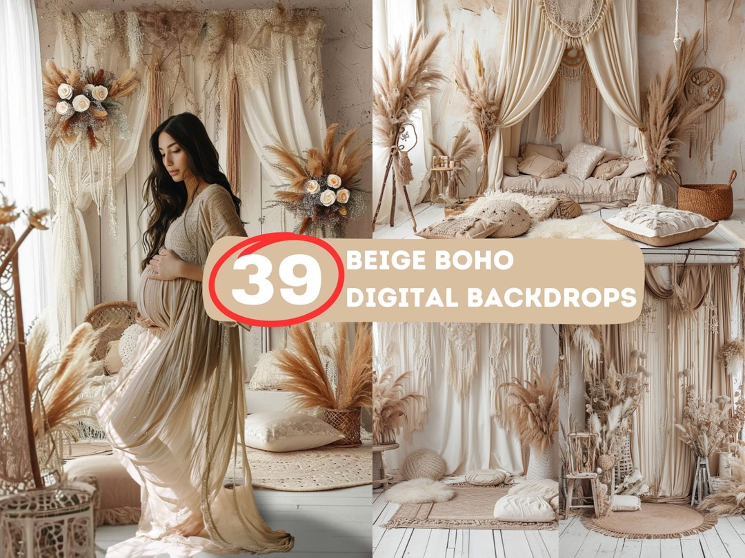BEIGE BOHO BACKDROPS, 39 Bohemian Maternity Backgrounds, Wedding ...
