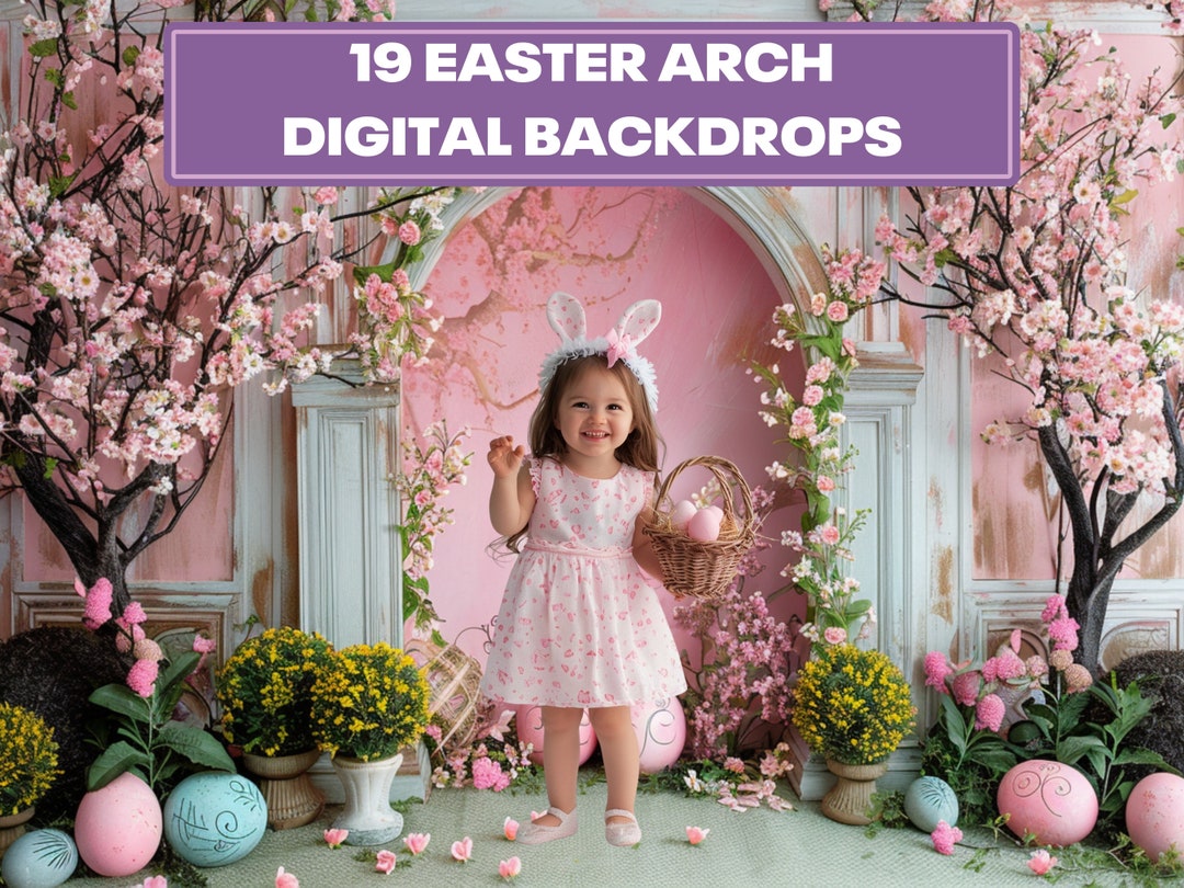 19 EASTER ARCH BACKDROPS, Spring Bundle, Kids Photography, Photoshop ...