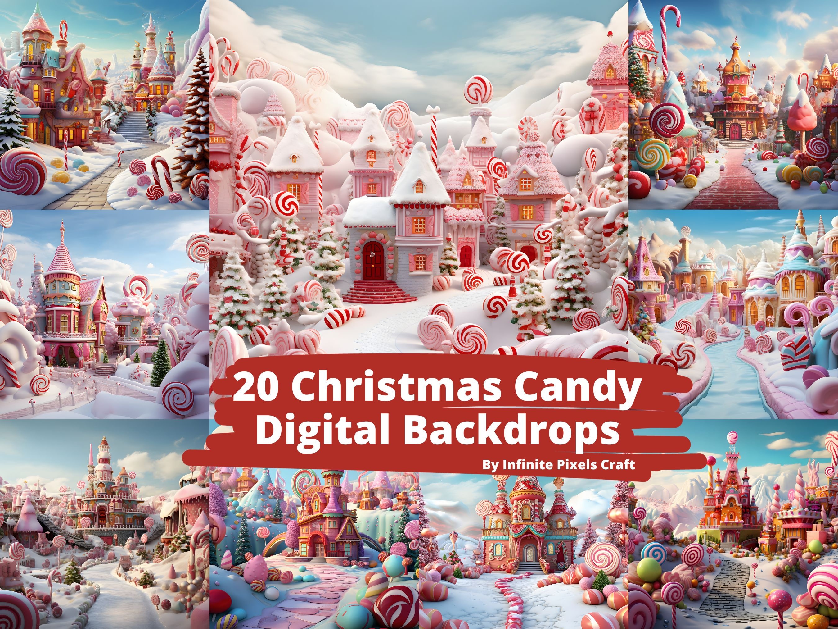 CANDYLAND BACKDROPS, Christmas Background, Pink Kids Backdrops, Overlay ...