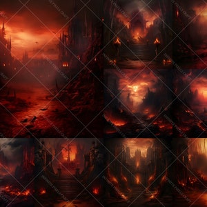 GATES OF HELL Digital Backdrops, 24 Halloween Backgrounds, Devil Hell ...