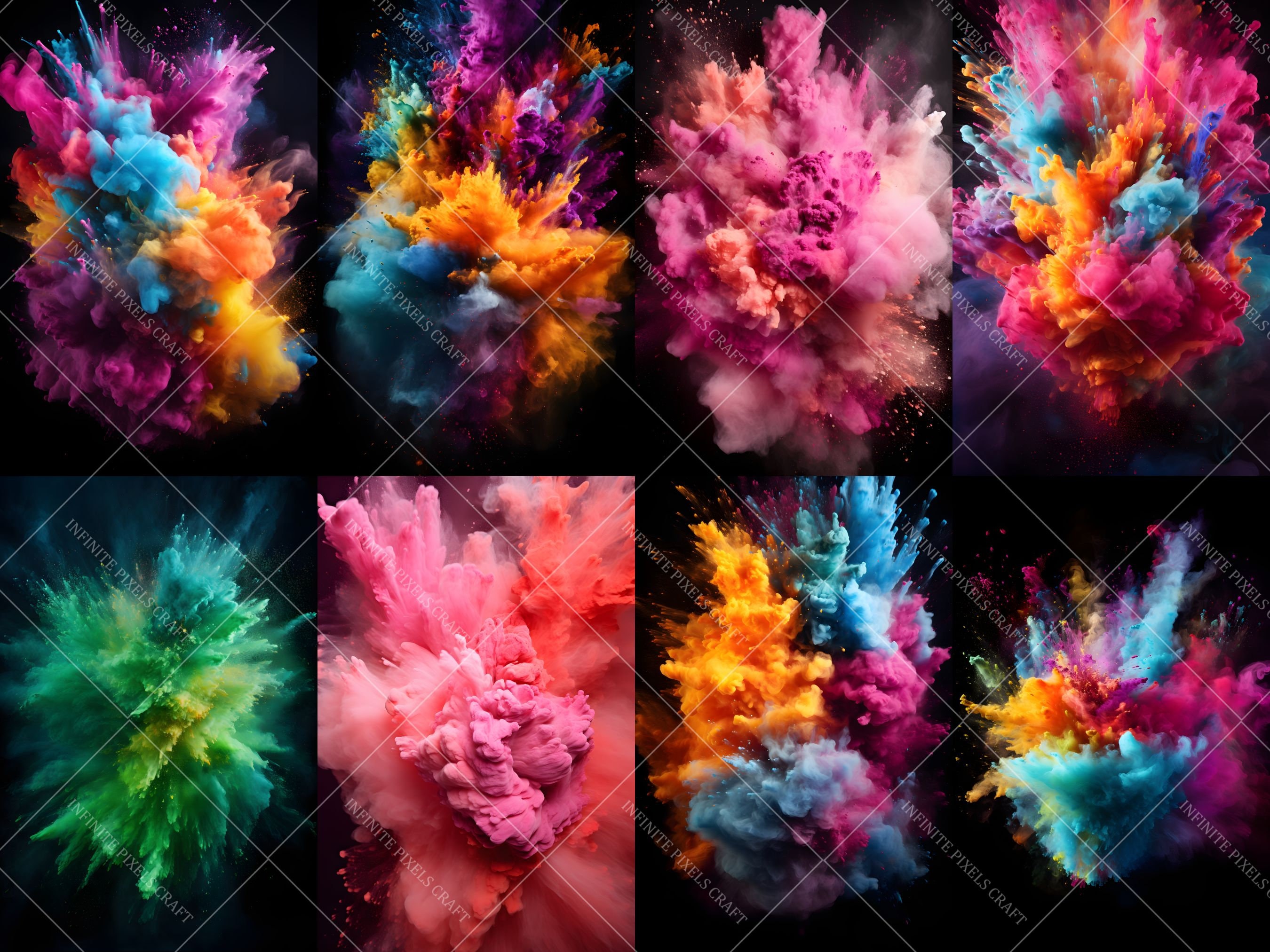 50 Colorful Powder Explosion Digital Backdrops, Maternity Background ...