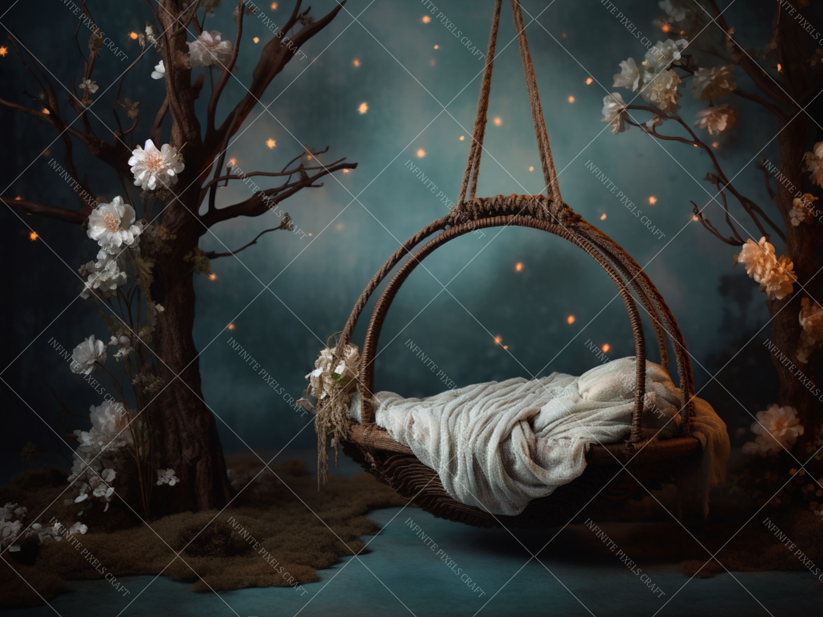 Hanging Floral Swing Digital Backdrop Boho Maternity - Etsy