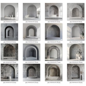 25 GRAY MINIMAL ARCHES, Digital Backdrops Bundle, Photoshop Overlay ...