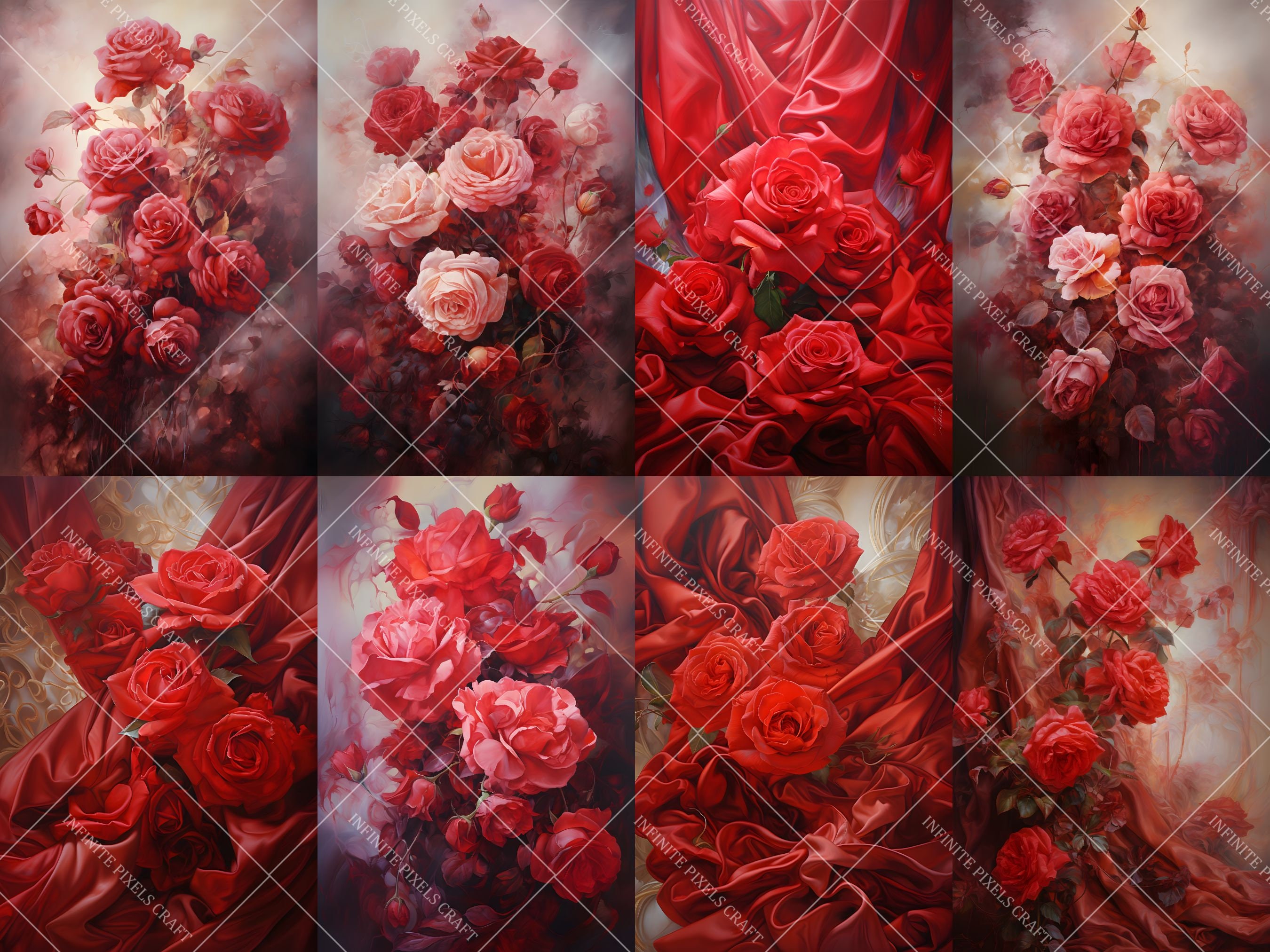 20 Roses Painting Digital Backdrops, Maternity Background, Photoshop ...