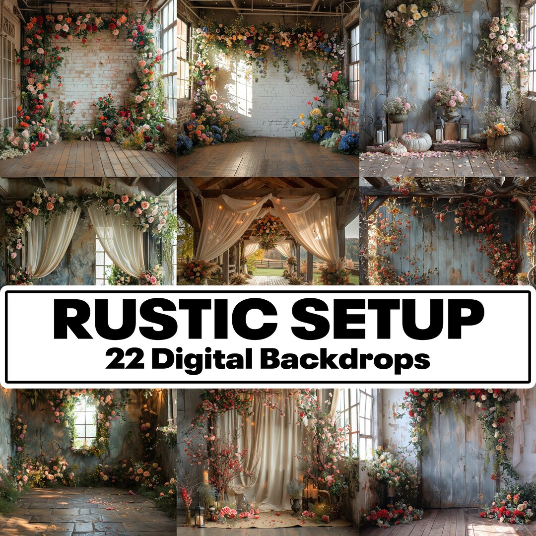 22 RUSTIC SETUP, Digital Backdrops Bundle, Photoshop Overlay, Maternity ...