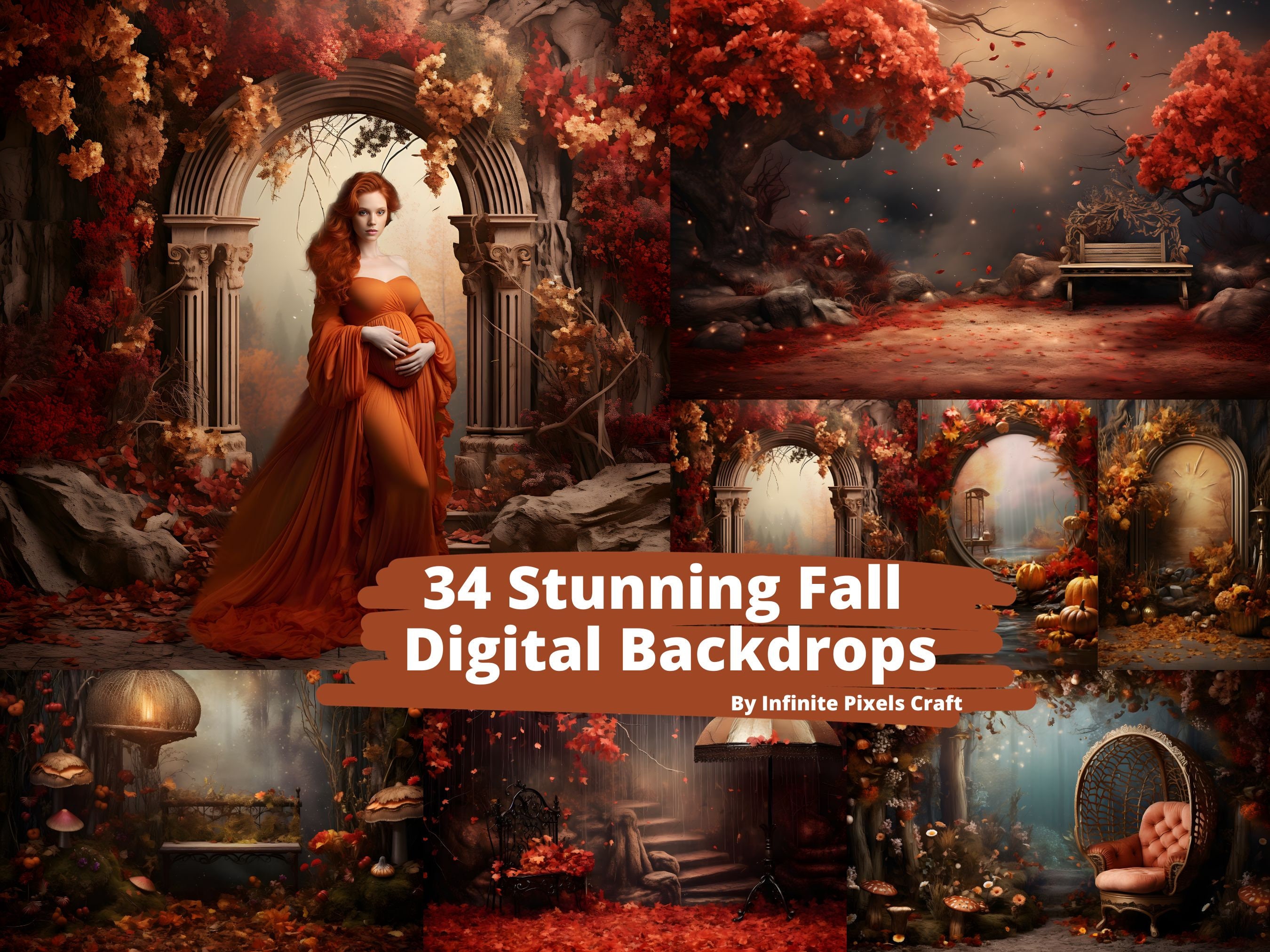 STUNNING BACKDROPS, Autumn Background, Fall Backdrops, 34 Digital ...