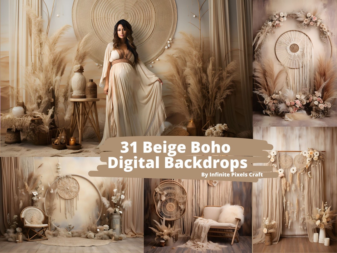 BEIGE BOHO BACKDROPS, 31 Bohemian Maternity Backgrounds, Wedding ...