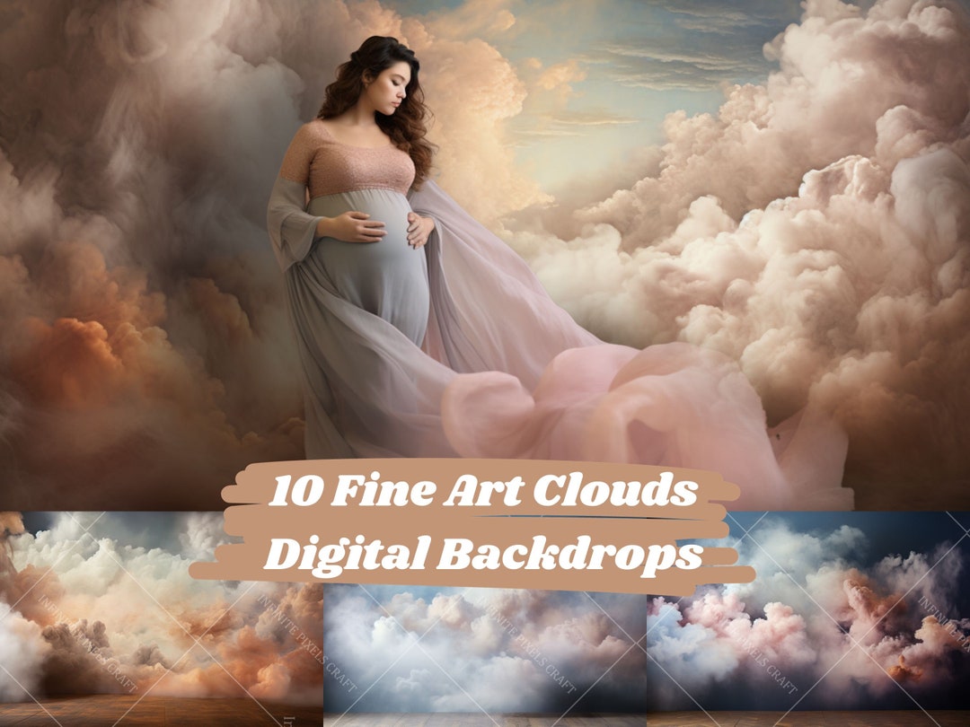 FINE ART CLOUDS, 10 Pastel Maternity Digital Backdrops, Cloudy Sky ...