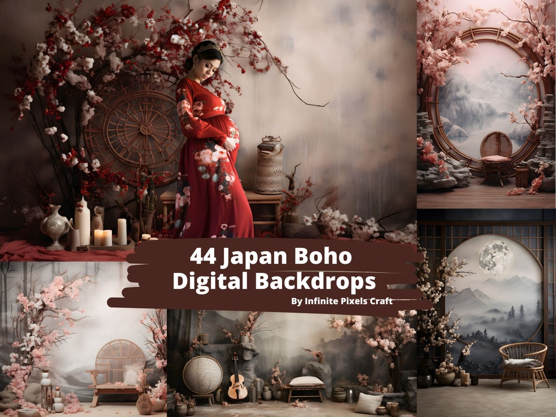 44 Japan Boho Digital Backdrops, Maternity Background, Photoshop ...