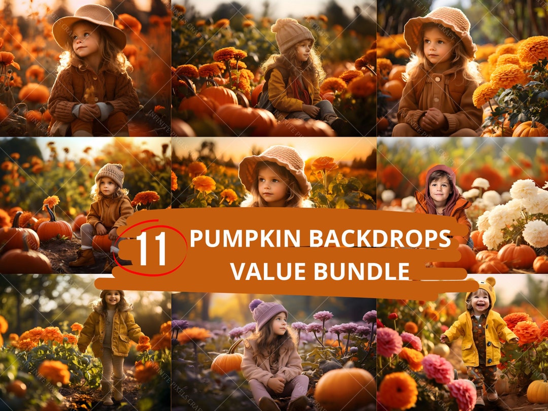 FALL PUMPKIN PATCH Digital Backdrops Bundle, 11 Autumn Backgrounds ...