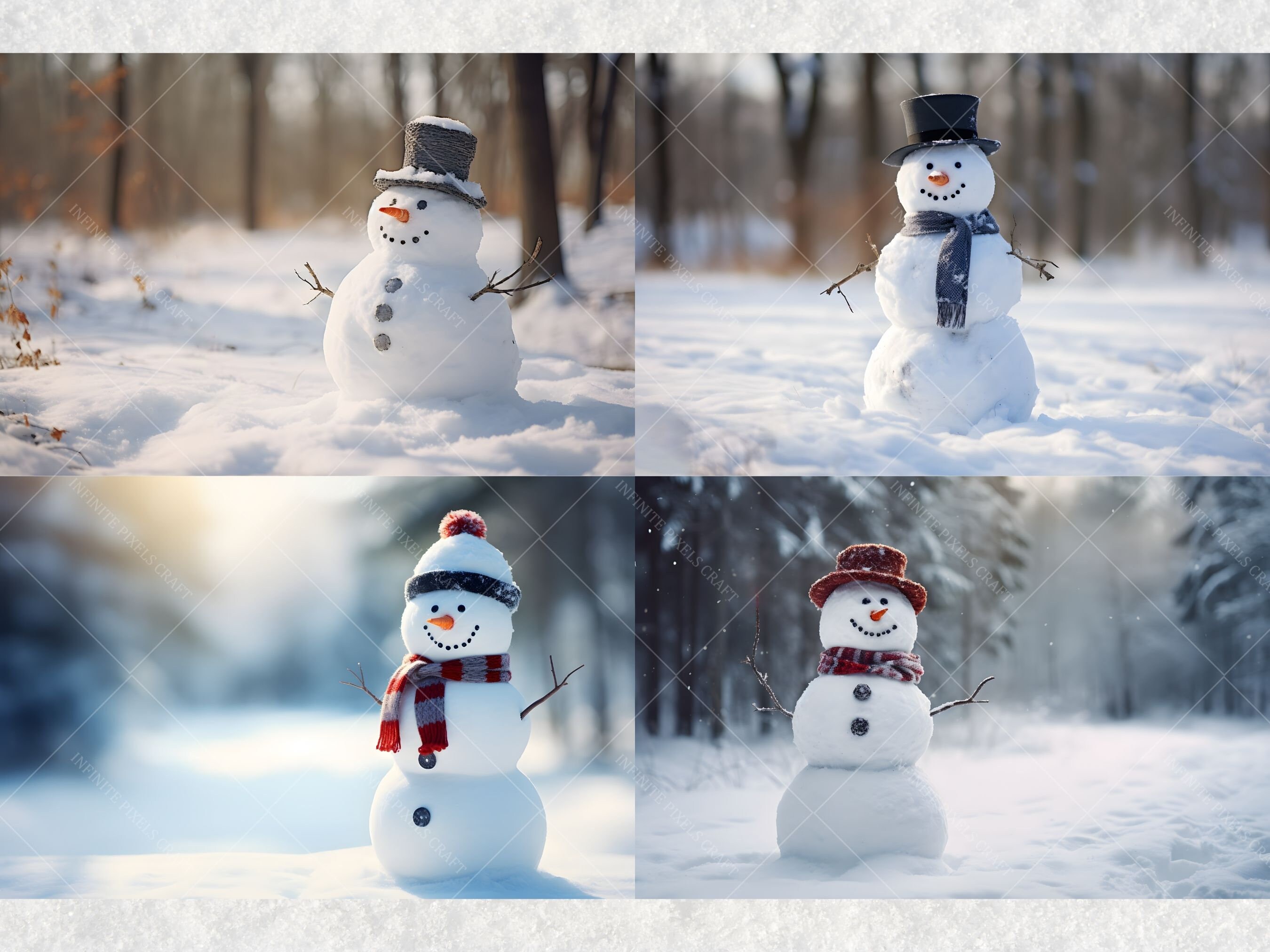 SNOWMAN Digital Backdrops, 14 Kids Photography Snow Backgrounds ...