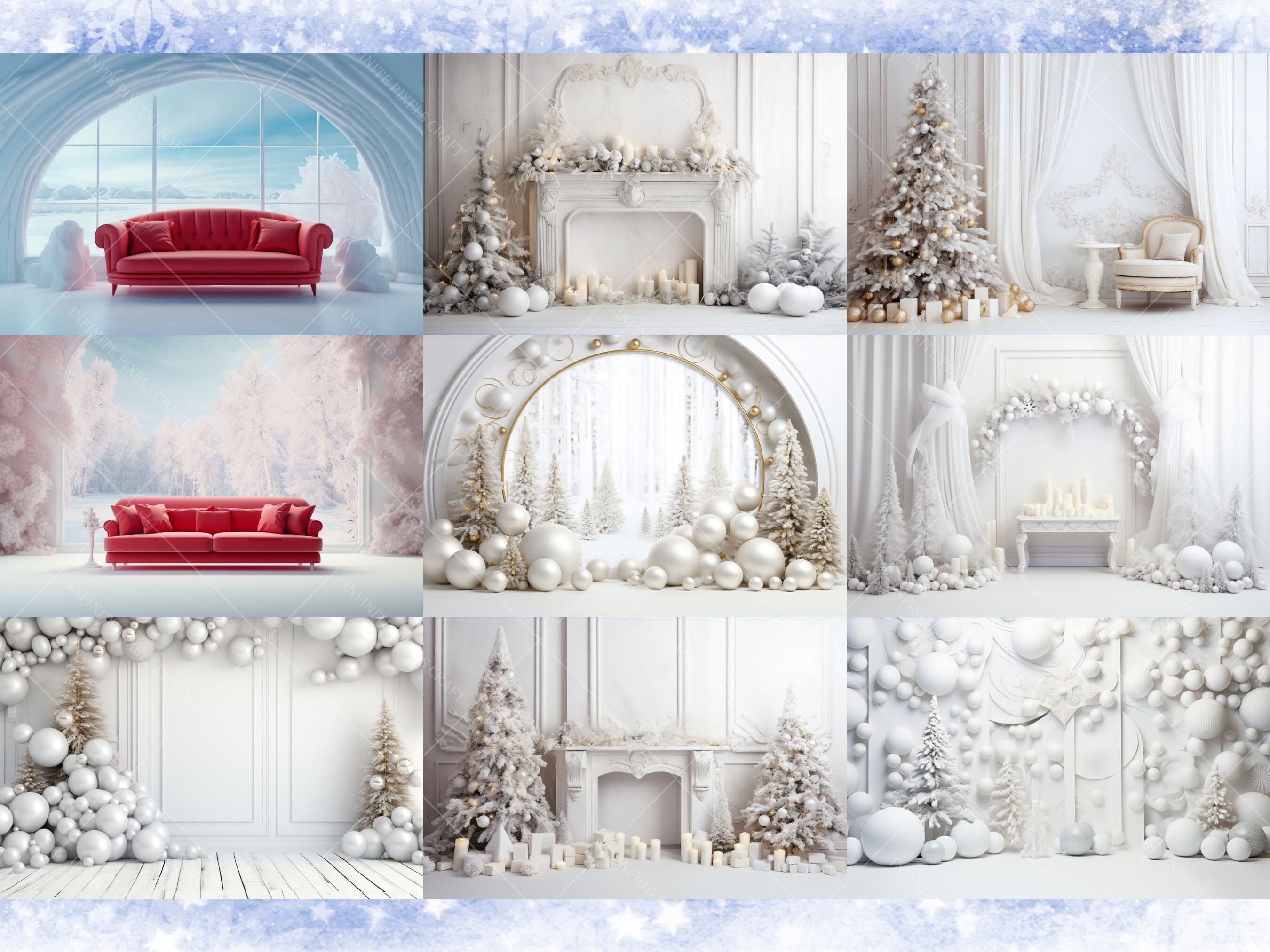 Christmas Photography Backdrops, White and Red, Family Photoshoot ...